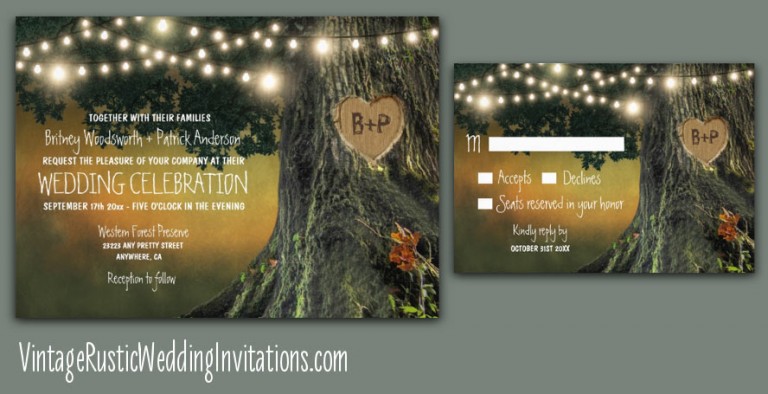 Tree Wedding Invitations - Vintage Rustic Wedding Invitations